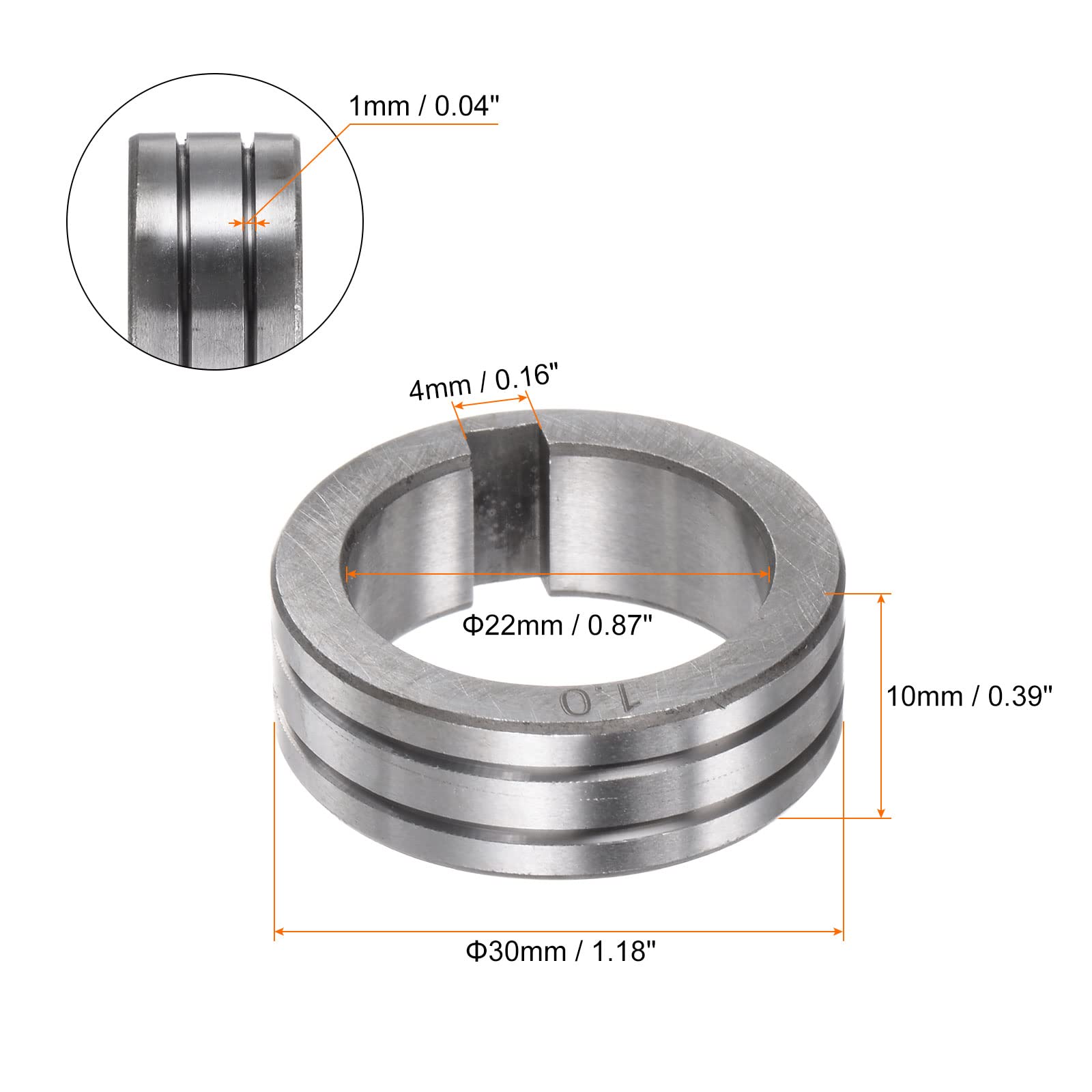 HARFINGTON 2pcs Mig Welder Wire Feed Drive Roller 30mm x 22mm x 10mm x 4mm Keyway Width Roll Parts Replacement U Groove 0.04"