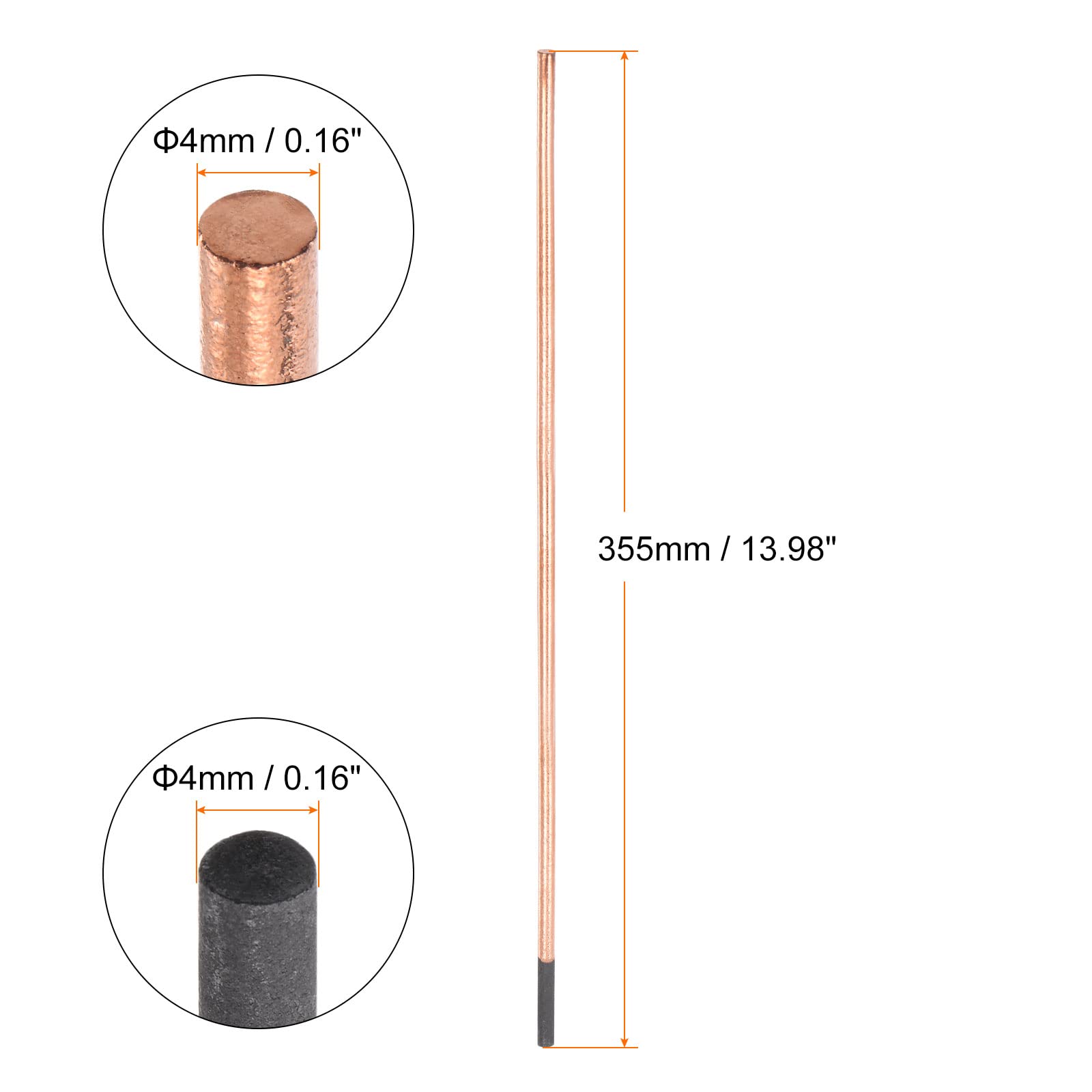 HARFINGTON 10pcs Copper Coated Gouging Carbon 4x355mm Carbon Gouging Rods Electrodes for Cutting and Gouging Metals