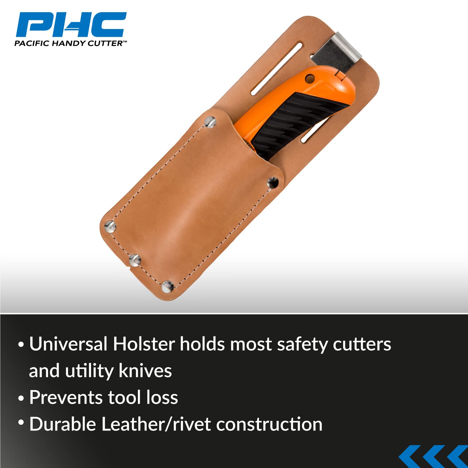 Pacific Handy Cutter S5R Safety Cutter + Leather Holster Utility Knife Bundle