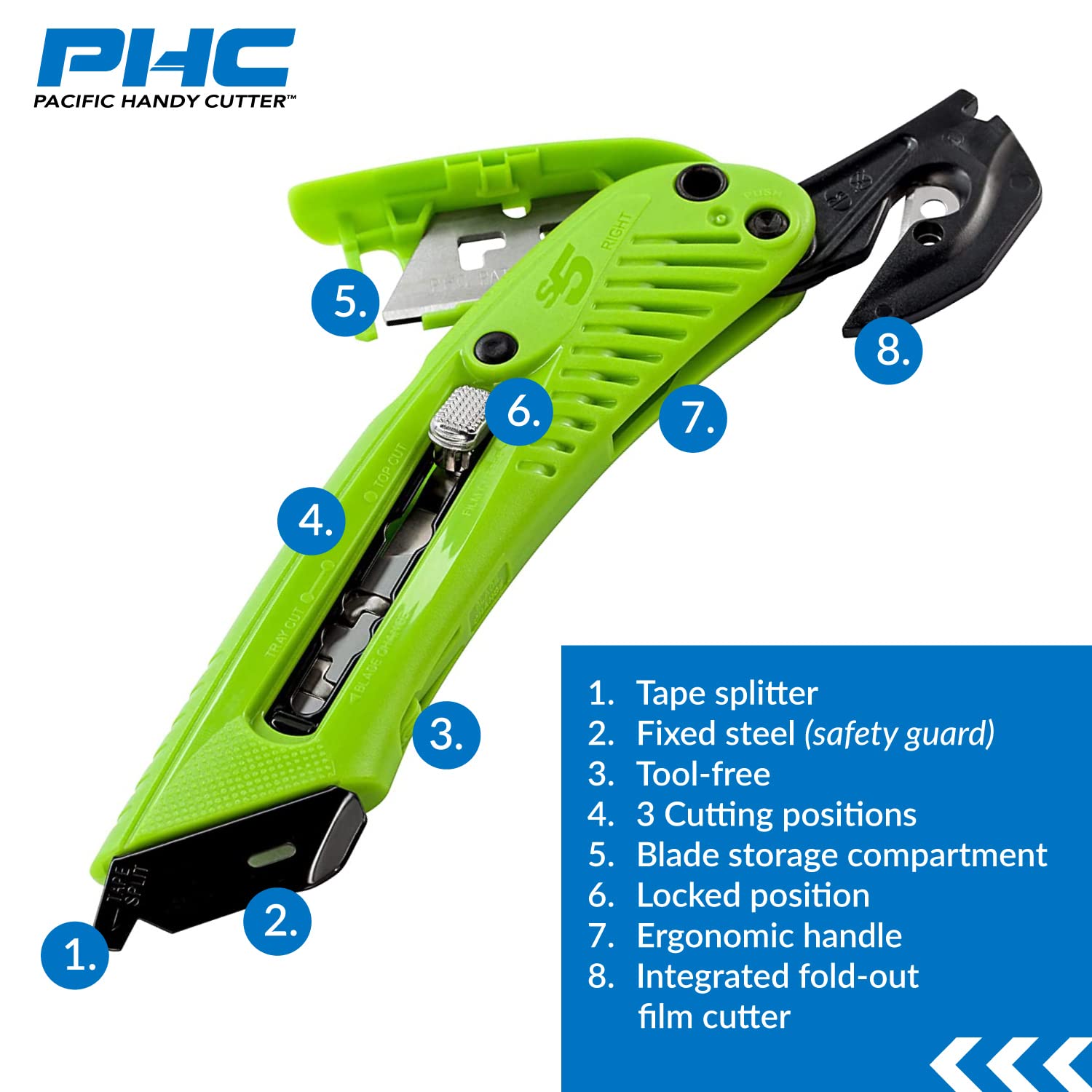 Pacific Handy Cutter S5R Safety Cutter + Leather Holster Utility Knife Bundle