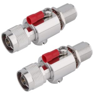 rfiotasy coaxial n type lightning arrestor 0 to 6 ghz (n-male/n-female) 50ohm, protects 3g,4g,lte, gps,2.4ghz/5ghz wi-fi, 900mhz,ham other outside antennas pack 2