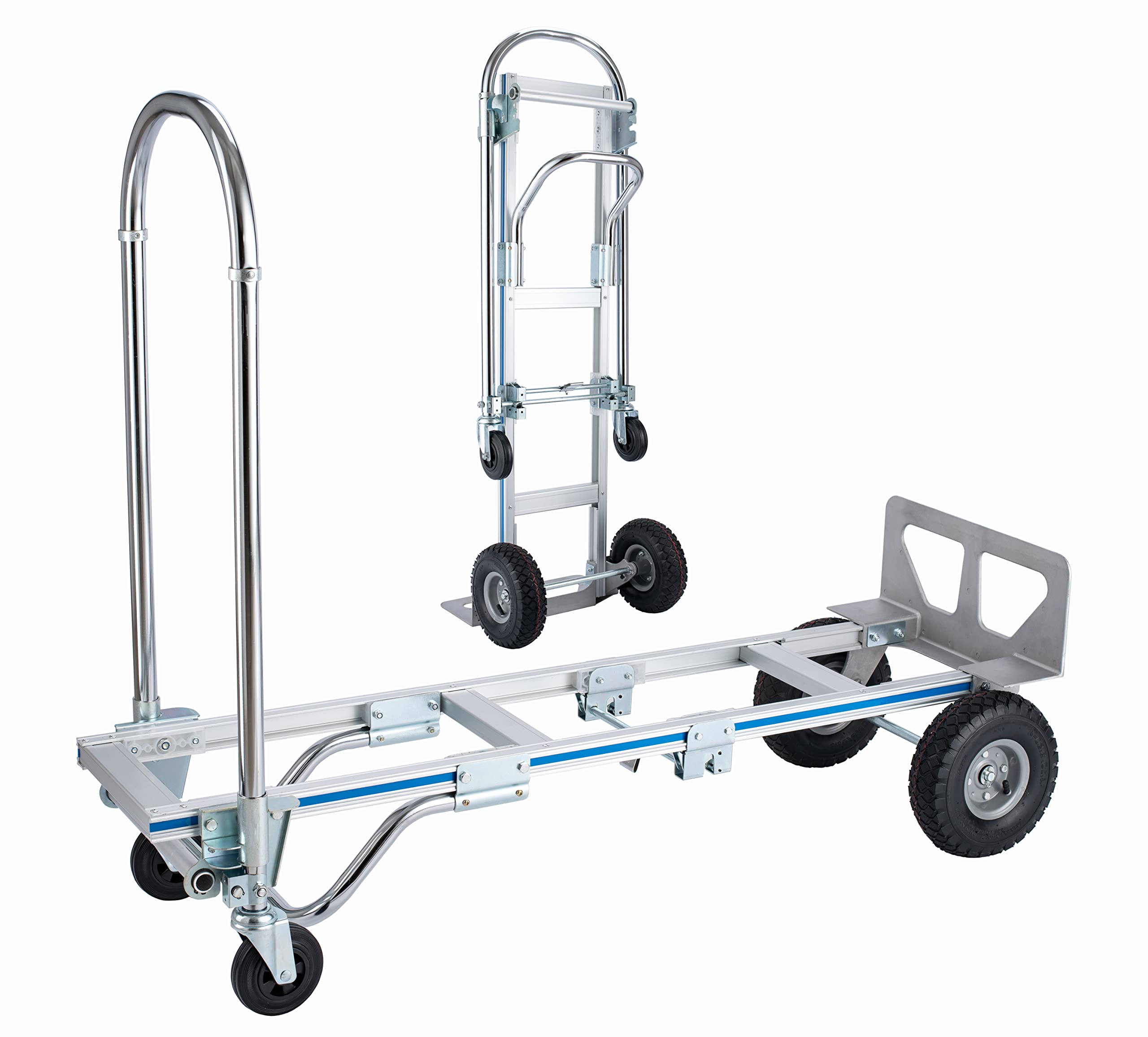 SmarketBuy Convertible Hand Truck 1000 LBS Weight Capacity 2 in 1 Heavy Duty Hand Truck Durable Aluminum and Steel Construction with Nose Plate 4 Wheels Hand Truck Dolly