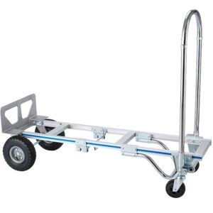 SmarketBuy Convertible Hand Truck 1000 LBS Weight Capacity 2 in 1 Heavy Duty Hand Truck Durable Aluminum and Steel Construction with Nose Plate 4 Wheels Hand Truck Dolly