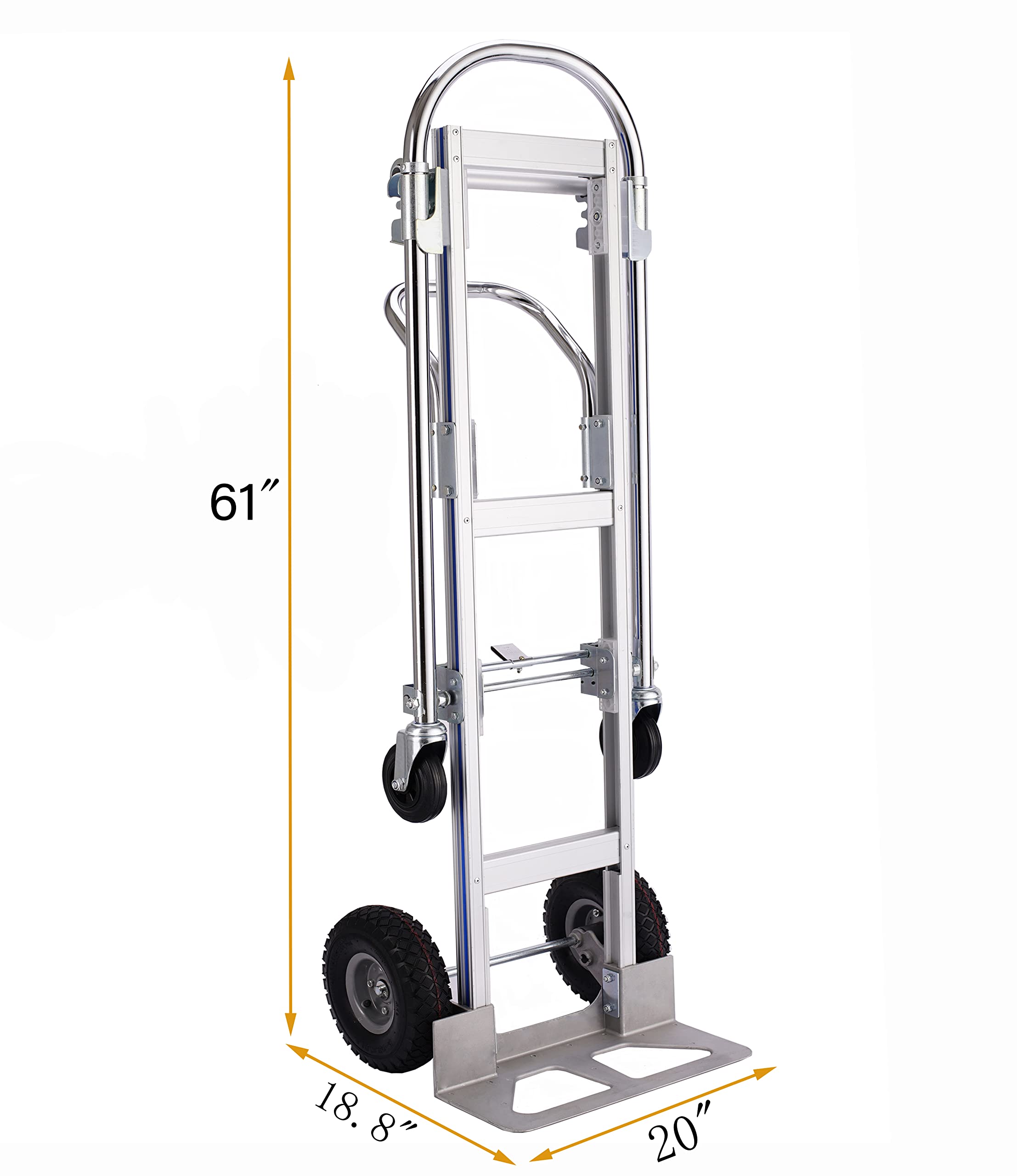 SmarketBuy Convertible Hand Truck 1000 LBS Weight Capacity 2 in 1 Heavy Duty Hand Truck Durable Aluminum and Steel Construction with Nose Plate 4 Wheels Hand Truck Dolly