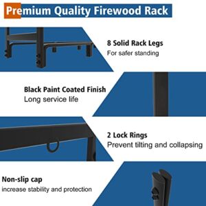 KULAMOON Firewood Racks Outdoor with Cover, 4FT Heavy Duty Wood Rack for Firewood, Firewood Storage Logs Rack with Cover for Fireplace Patio Deck, Indoor/Outdoor Wood Rack for Firewood