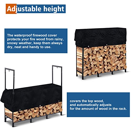 KULAMOON Firewood Racks Outdoor with Cover, 4FT Heavy Duty Wood Rack for Firewood, Firewood Storage Logs Rack with Cover for Fireplace Patio Deck, Indoor/Outdoor Wood Rack for Firewood