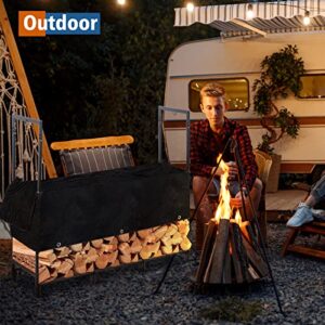 KULAMOON Firewood Racks Outdoor with Cover, 4FT Heavy Duty Wood Rack for Firewood, Firewood Storage Logs Rack with Cover for Fireplace Patio Deck, Indoor/Outdoor Wood Rack for Firewood