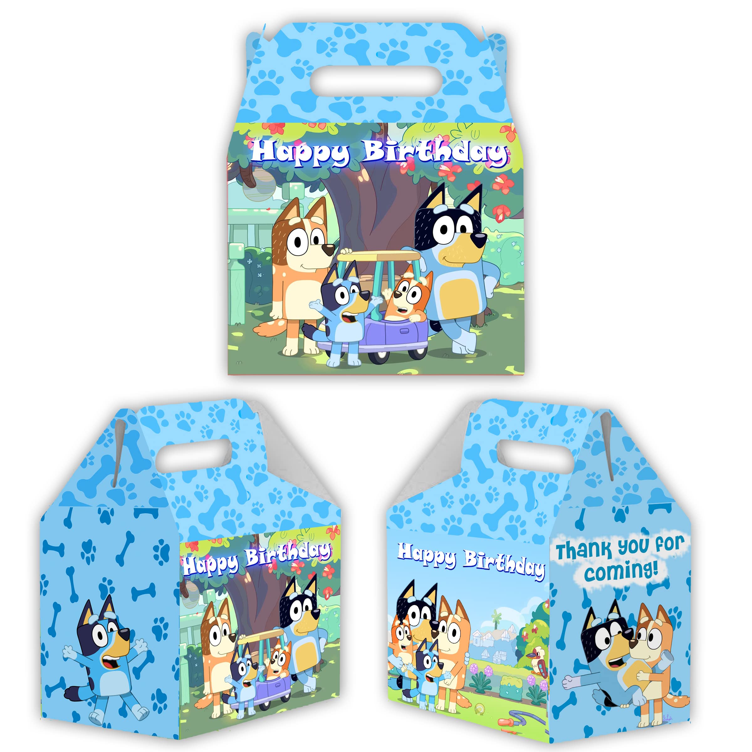 Blue Dog Gable Candy box - 12pack - Size 4.4 x4.5 x3in (Happy Birthday, Blue)