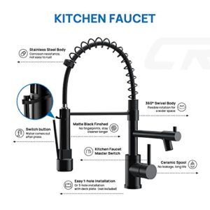 Kitchen Faucets,Craftespirit Kitchen Faucet with Pull Down Sprayer Kitchen Sink Faucet Matte Black Kitchen Faucet with Sprayer