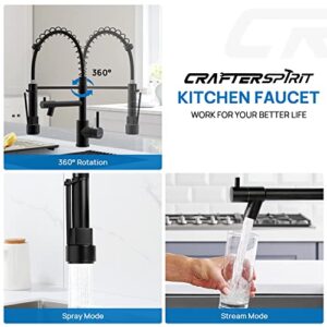 Kitchen Faucets,Craftespirit Kitchen Faucet with Pull Down Sprayer Kitchen Sink Faucet Matte Black Kitchen Faucet with Sprayer