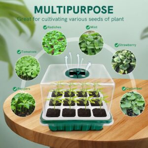 Techsliker Seed Starting Kit - 24 Cells Seed Starter Tray Indoor Greenhouse, Seedling Starter Kits Trays with Humidity Dome, Microgreens Growing Trays for Plant