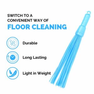 Cosynee Plastic Broom Medium Floor Broom Bathroom Cleaning & Home Floor Cleaning Kharata Jadu for Scrubbing in Bathroom| Hard Bristle Broom (Multi-Colour) (1)