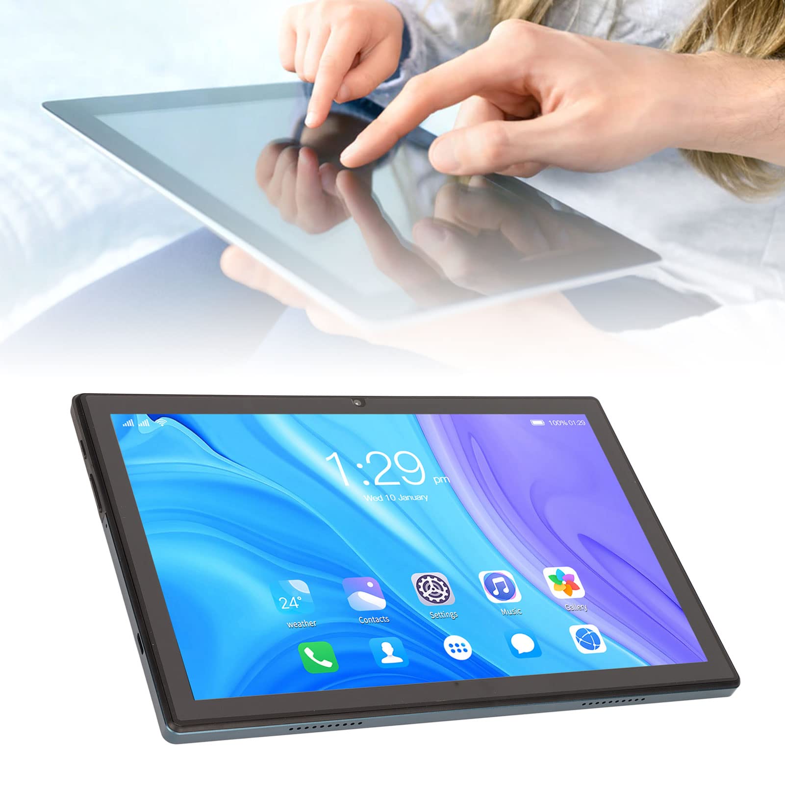 GOWENIC p70 10 Inch Tablet, Front and Rear Dual Camera, IPS HD Touchscreen Blue Callable Tablet, Lasting Battery, Support Calls