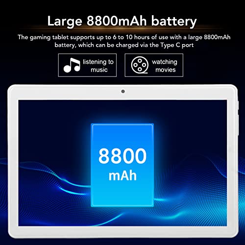 Jaerb Gaming Tablet, 16MP TypeC Rear Charging Tablet for Adults 100-240V for Home Use (US Plug)