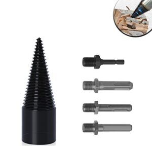 aajdhe firewood drill bit wood splitter,4pcs firewood splitter,firewood kindling splitter duty drill screw cone driver for hand drill stick-hex+square+round (32mm)