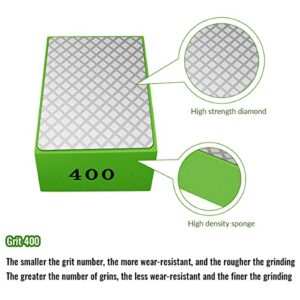 1 Pcs Diamond Hand Pad Sanding Block Sharp Glass Grinding Polishing Pad Sanding Block Foam Backing Hand-Held Sanding Block for Sanding Polishing Marble Tile Ceramics (400#)