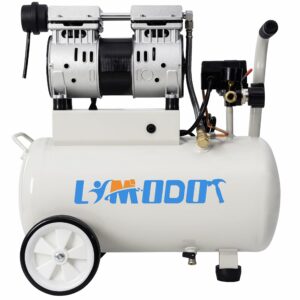 limodot air compressor, ultra quiet air compressor, only 68db, 6 gallon durable steel air tank, fill in 80s, fast 25s recovery, oil-free, ideal for shop, garage, car, pneumatic tools