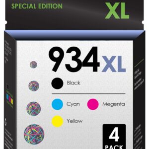 5-Star Compatible Replacement for HP 934XL 935XL. Works with Officejet 6815 6230 6830 6812 6835 6820 Printers. 4 Pack (Black, Cyan, Magenta, Yellow)