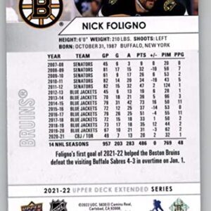 2021-22 Upper Deck Extended #512 Nick Foligno Boston Bruins NHL Hockey Trading Card