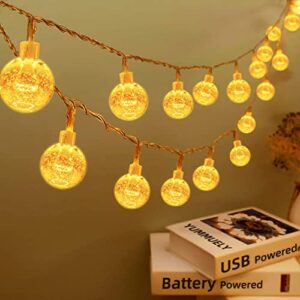 fairy lights battery operated & usb plug-in 10ft 20 led globe string lights indoor outdoor waterproof twinkle christmas lights for garden patio gazebo balcony bedroom xmas tree decorations warm white