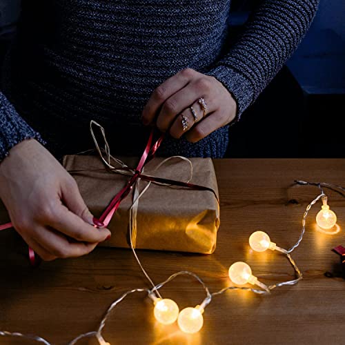 Fairy Lights Battery Operated & USB Plug-in 10FT 20 LED Globe String Lights Indoor Outdoor Waterproof Twinkle Christmas Lights for Garden Patio Gazebo Balcony Bedroom Xmas Tree Decorations Warm White