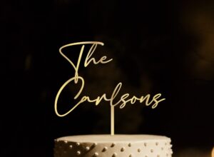 personalized rustic mr&mrs cursive cake topper, custom calligraphy wording cake topper