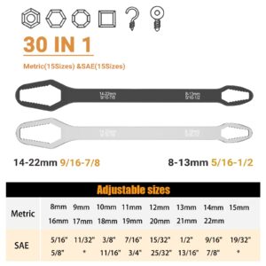 MOTEERLLU 8-22mm Universal Torx Wrench Set, Double-ended Self-tightening Adjustable Wrench Tools (2 PCS)