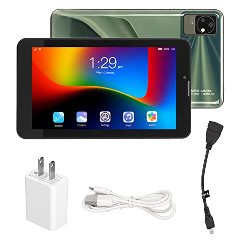 Leftwei HD Tablet, 7 Inch Call Tablet MT6592 Octa Core 4GB 32GB Expandable Up to 128GB Green 1960x1080 HD for 10.0 for Reading (US Plug)