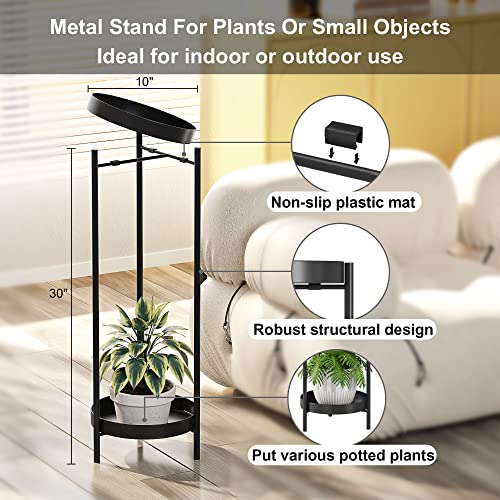 Fashionoda 2 Tier Metal Flower Plants Holder, with 2 Removable Display for Indoor or Outdoor,Pot Plant Planter Display (Black 2P)