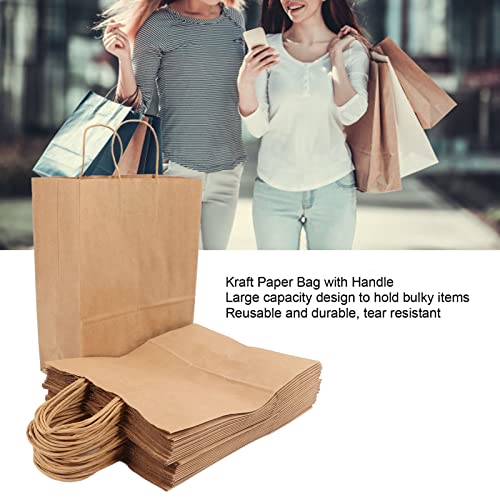 WEYI Portable Large Capacity Multifunctional Tear Resistant Reusable Paper Bag for Restaurant Kraft Shopping Bags for Home use (330x260*120mm)