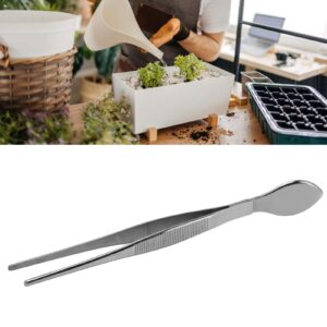 Stainless Steel Bonsai Tweezers Straight Serrated Tips with Spatula,Long Tweezers Plant Tweezer Set for Plants, Gardening, Succulents, Kitchen