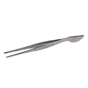 deosdum stainless steel bonsai tweezers long tweezers with crescent moon spatula head,professional bonsai tool for plants, gardening, succulents, kitchen(straight)