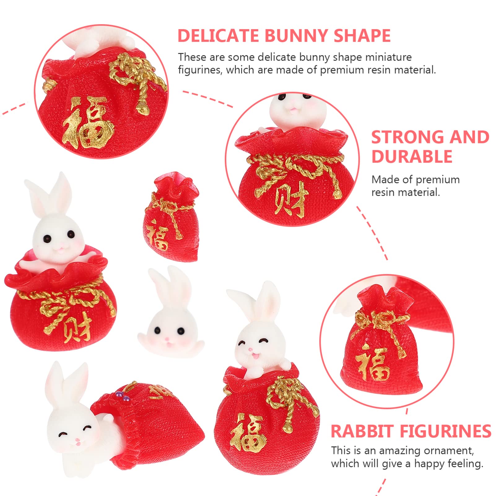 FOMIYES Dinner Table Decor 8pcs Lucky Bag Rabbit Ornament Christmas Table Decoration Resin Bunny Figurine Toy