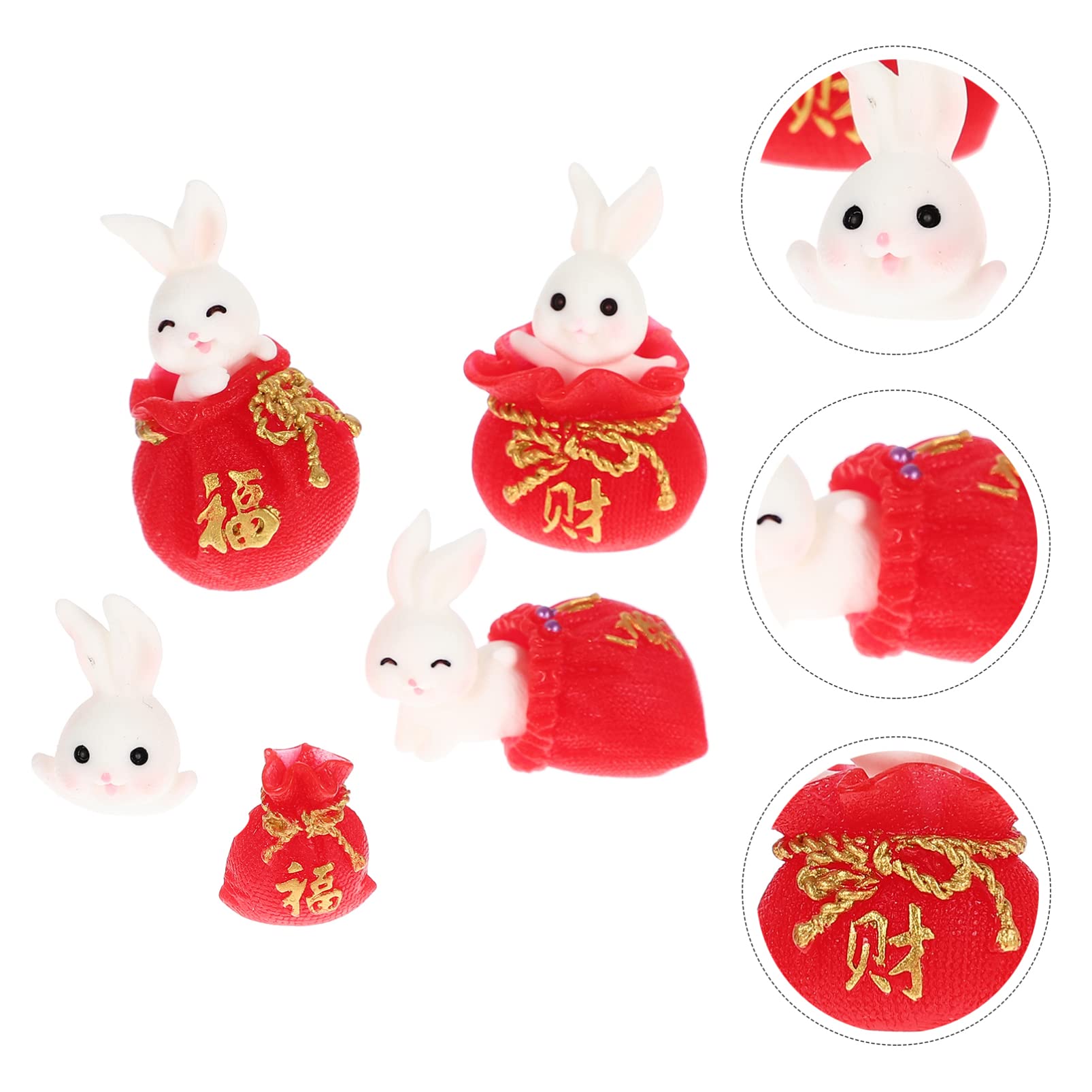 FOMIYES Dinner Table Decor 8pcs Lucky Bag Rabbit Ornament Christmas Table Decoration Resin Bunny Figurine Toy