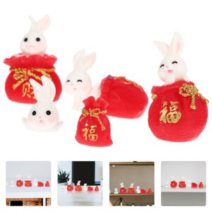 FOMIYES Dinner Table Decor 8pcs Lucky Bag Rabbit Ornament Christmas Table Decoration Resin Bunny Figurine Toy