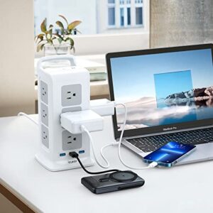 Power Strip Tower with USB C Ports 1875W/15A Surge Protector Tower with 12 AC Outlet and 3 USB Ports Charging Station for Home Office