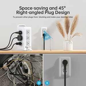 Power Strip Tower with USB C Ports 1875W/15A Surge Protector Tower with 12 AC Outlet and 3 USB Ports Charging Station for Home Office