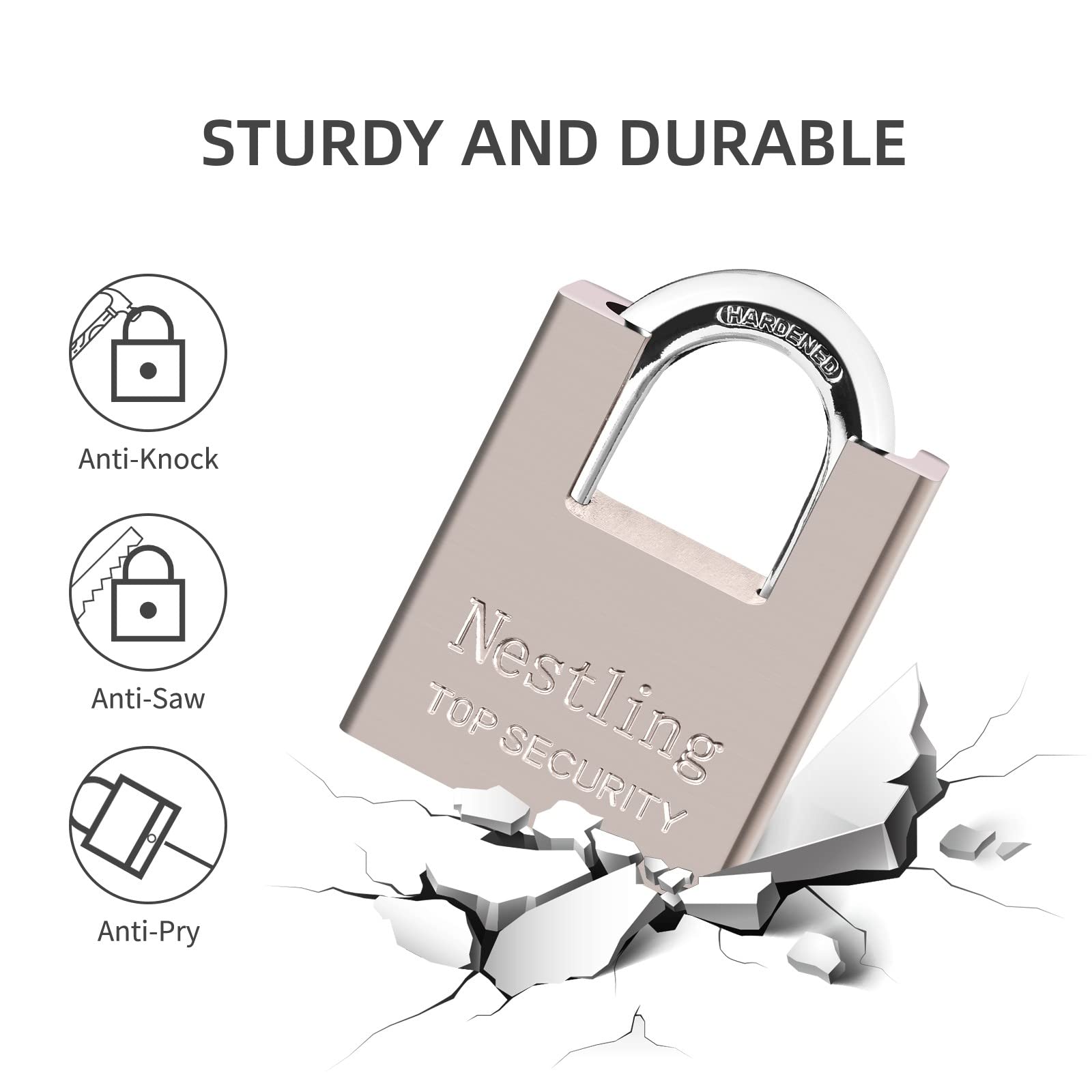 AMMIY Locks with 4 Keys，Keyed Alike Heavy Duty Pad Lock，Outdoor Solid Brass Keyed Padlock, High Security Wraped Beam Padlock with Key for Gate Lock School Gym Locker Storage Unit Fence Hasp Toolbox