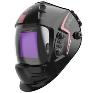 yeswelder large viewing screen true color solar power auto darkening welding helmet, hemispherical lense for tig mig arc weld grinding welder mask