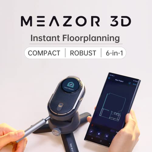 MEAZOR 3D Laser Distance Meter, 2D Floor Plan Scan, Free App, Laser Measure with Bluetooth, 131ft Laser Measure, ±1/16-inch Accuracy, 6-in-1 Multifunction, Mutiple Units M/Ft