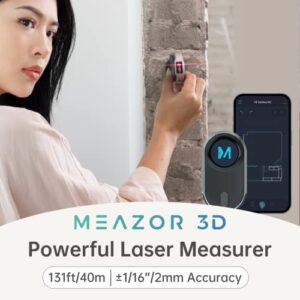 MEAZOR 3D Laser Distance Meter, 2D Floor Plan Scan, Free App, Laser Measure with Bluetooth, 131ft Laser Measure, ±1/16-inch Accuracy, 6-in-1 Multifunction, Mutiple Units M/Ft