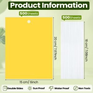 500 Pcs Double Sided Sticky Traps for Flying Plant Insect Like White Flies Aphids 6 x 8 Inch Sticky Gnat Traps Killer Fruit Fly Traps for Indoor Outdoor Including Twist Ties, Yellow