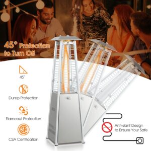 Tangkula Portable Patio Heater, 9500 BTU Outdoor Tabletop Heater with Stainless Steel Burner, Tip-Over & Flameout Protection, 34" Pyramid Mini Outdoor Heaters for Patio, Porch, Deck (Silver)