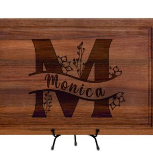 Custom Monogrammed Gifts for Christmas, Personalized Cutting Board, Charcuterie Board, Letter A-Z Engraved, Special Gift for Women, Men, Her, Him, Monogram Letters for Mom, Grandma, Made in USA