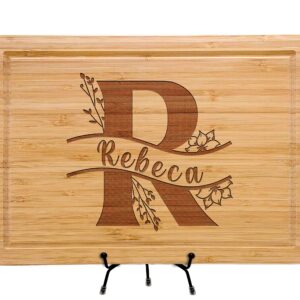 Custom Monogrammed Gifts for Christmas, Personalized Cutting Board, Charcuterie Board, Letter A-Z Engraved, Special Gift for Women, Men, Her, Him, Monogram Letters for Mom, Grandma, Made in USA