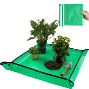 onlysuki repotting mat for indoor plant transplanting control mess, 26.8"x26.8" waterproof succulent potting mat square planting tray soil change mat gardening gifts for plant lovers