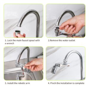 2 Pcs 1080 Rotating Faucet Extender, Kitchen Faucets with Four layer filter,Brass Manufacturing 360 Faucet Aerator for Washing Eye/Hair/Face.