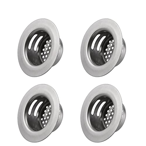 WINDALY 4 Packs Bathroom Sink Strainer Small Sink Drain Hair Catcher, 1.8" Top / 1.06" Sink Strainer Bathroom Small, Utility Tub Drain Catcher for Standard Universal Bathroom Sink, Stainless Steel