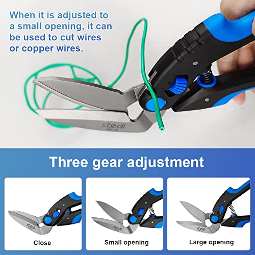 stedi 10-Inch Scissors Heavy Duty, with Adjustable Wrist Rope and TPR Comfortable Handle, Cardboard and Carpet Scissors, Finely Serrated Blades Multipurpose Shears for Household, Office (Blue)