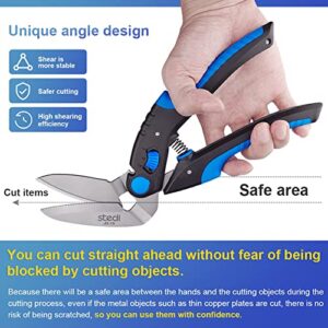 stedi 10-Inch Scissors Heavy Duty, with Adjustable Wrist Rope and TPR Comfortable Handle, Cardboard and Carpet Scissors, Finely Serrated Blades Multipurpose Shears for Household, Office (Blue)